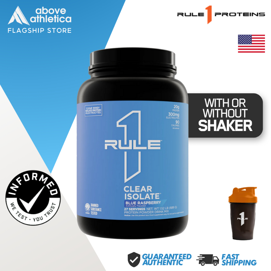 Rule 1 R1 Clear Isolate Protein Powder - 1.5lbs (27 Servings) Whey ...