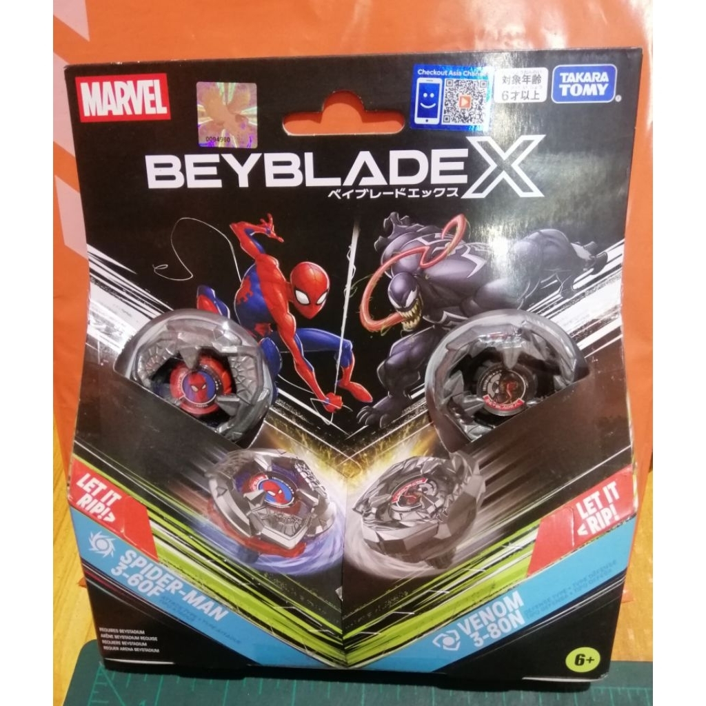 Takara Tomy BeybladeX BX-00 SPIDER-MAN 3-60F VS VENOM 3-80N, Launcher ...