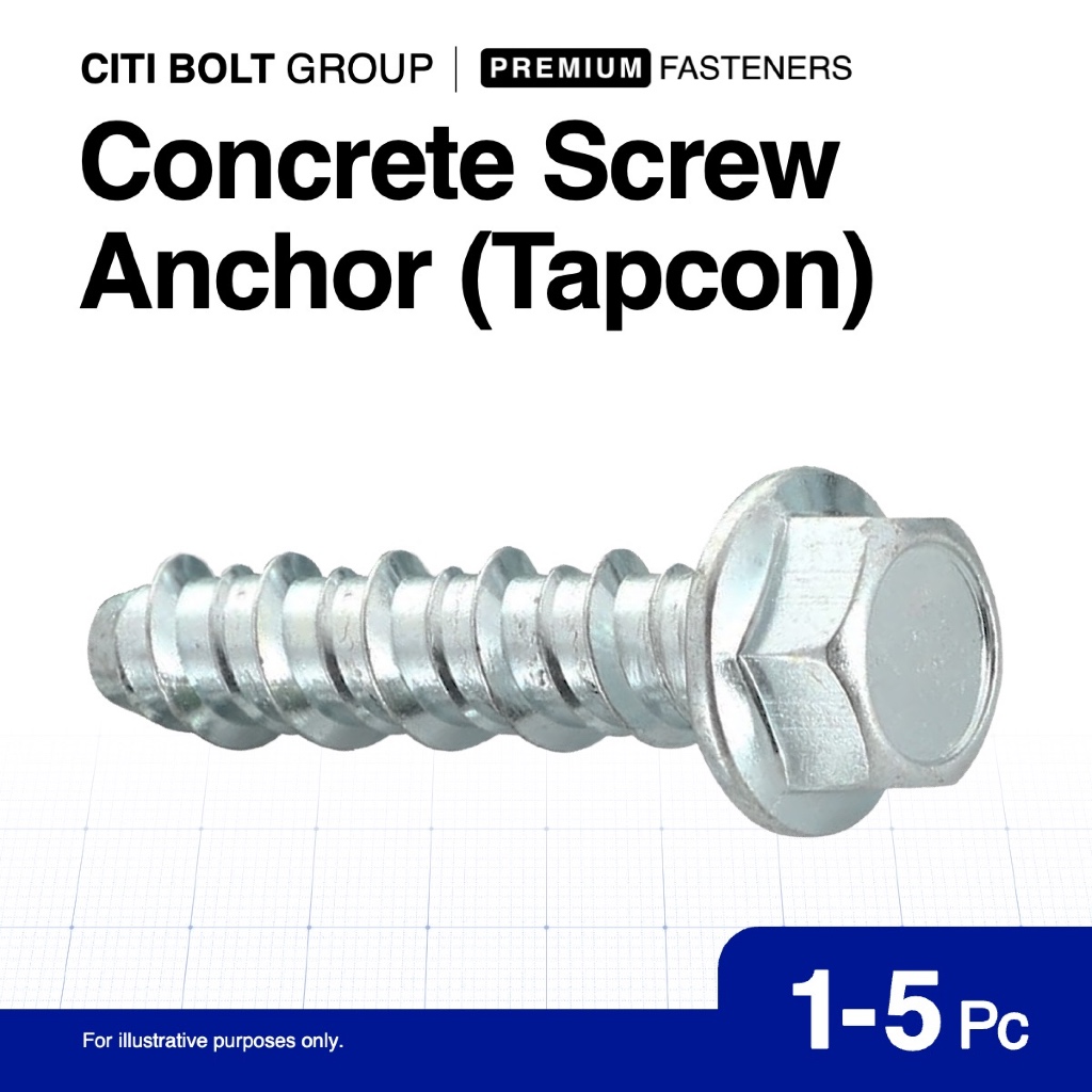 1-5pc Concrete Screw Anchor | Tapcon Masonry Anchor | CITI BOLT ...