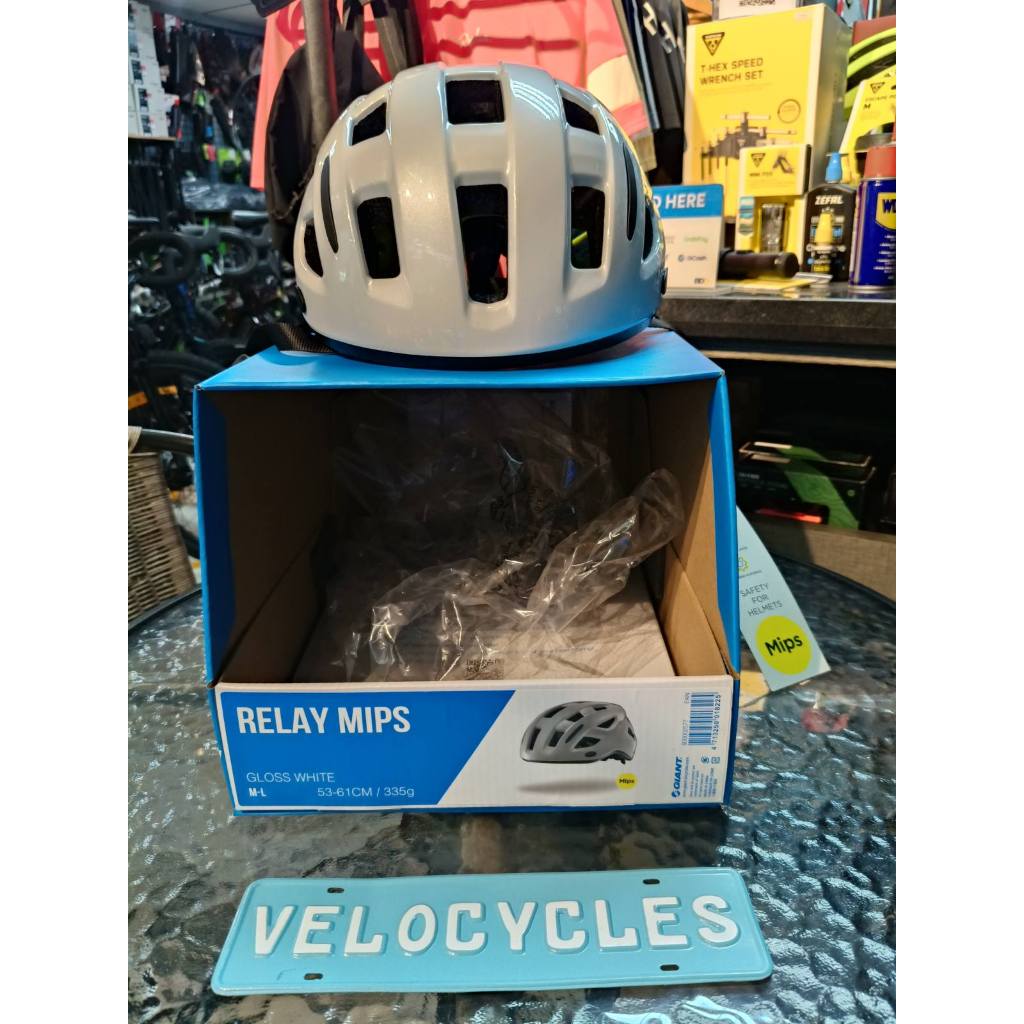GIANT RELAY MIPS HELMET GLOSS WHITE M-L (53/61 CM) | Shopee Philippines