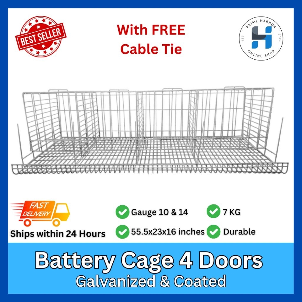 4 doors Battery Cage /Galvanized / Blue / Green / RTL / Chicken Pen ...