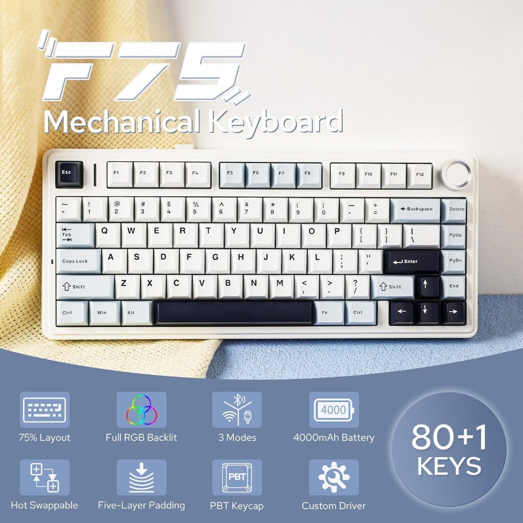 AULA F75 Wireless Mechanical Keyboard GASKET Structure 75% RGB Hot ...