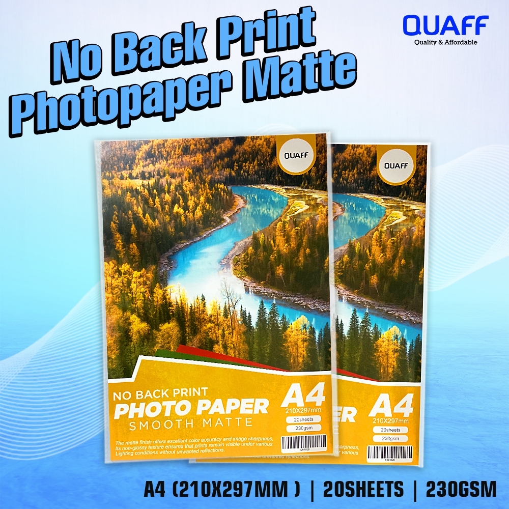 quaff no back print photopaper smooth matte 230gsm (20sheets per pack ...
