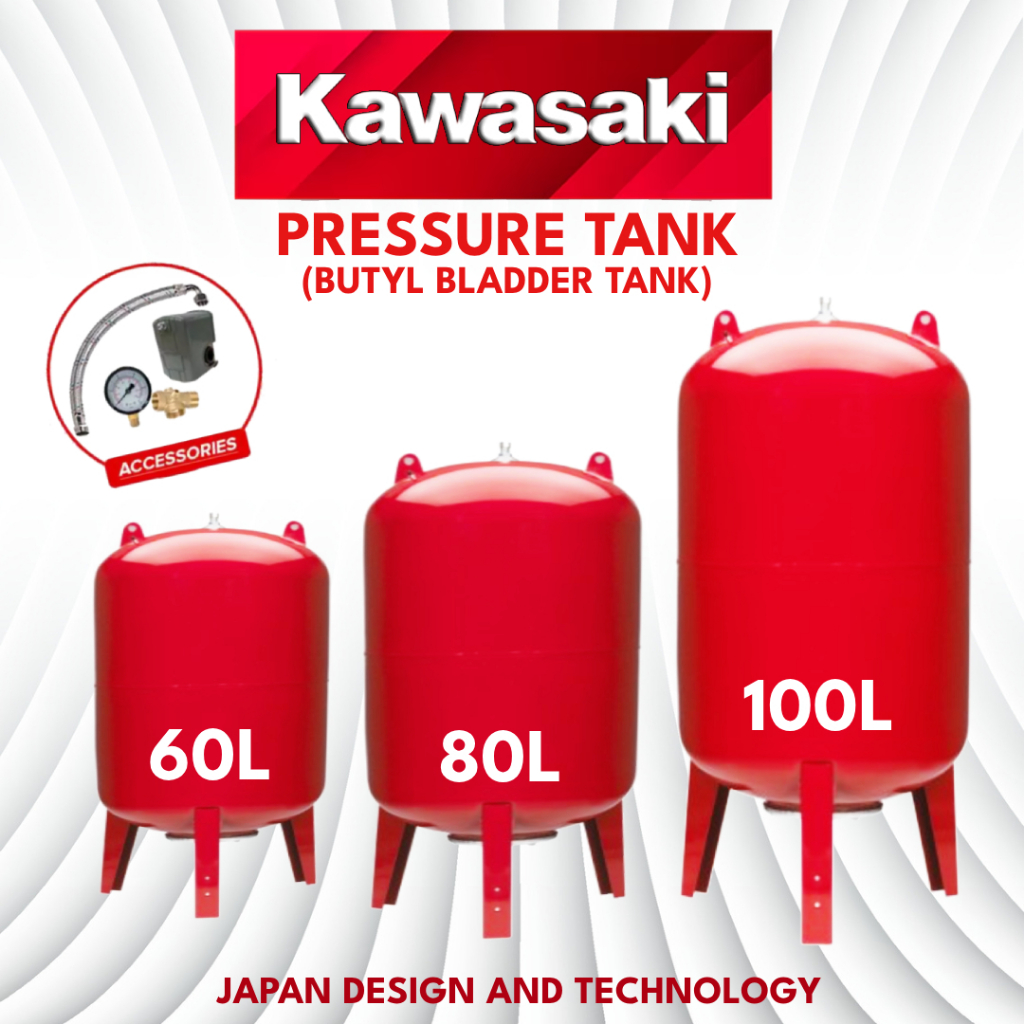 JAPAN Butyl Bladder Pressure Tank 60L / 80L Steel Flange w/ 5-Way ...