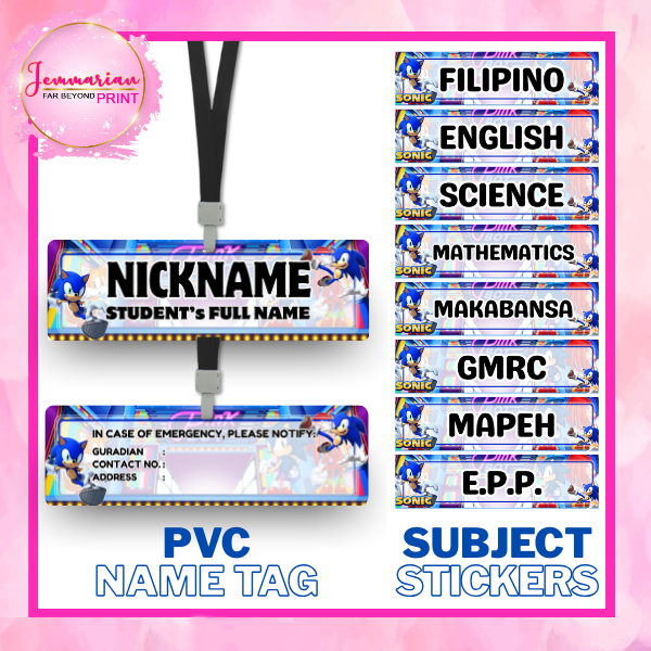 NAME TAG & SUBJECT STICKERS (sonic design) | Shopee Philippines