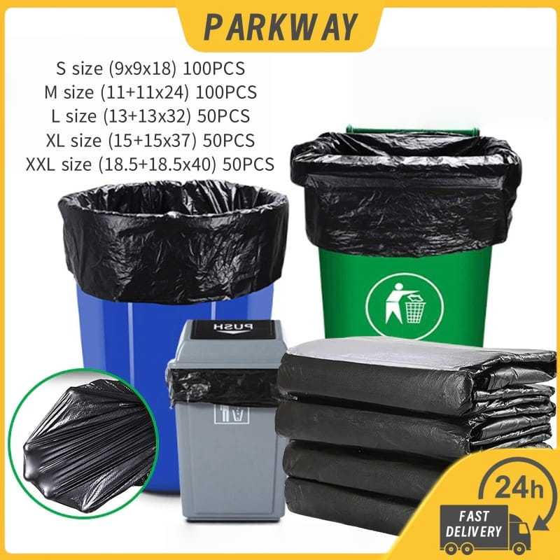 100pcs Trash Bags / Garbage Bags(S, M, L, XL，XXL)Biodegradable Thick ...