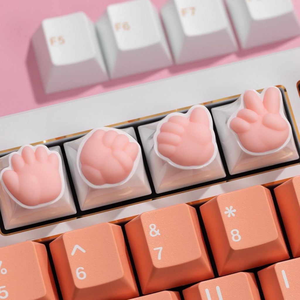 Rock Paper Scissors Keycap Set 4pcs OEM Profile with Silicone Icons for ...