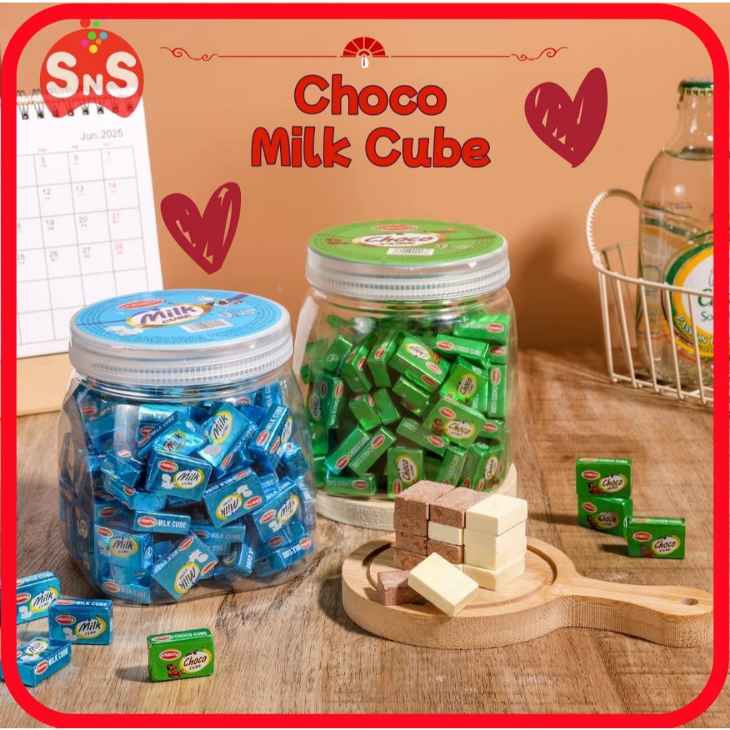 SNS Choco Milk Cube Fatty Flavor of Milk and Cocoa Provide Energy 120 Pieces in 1 Jar | Shopee ...