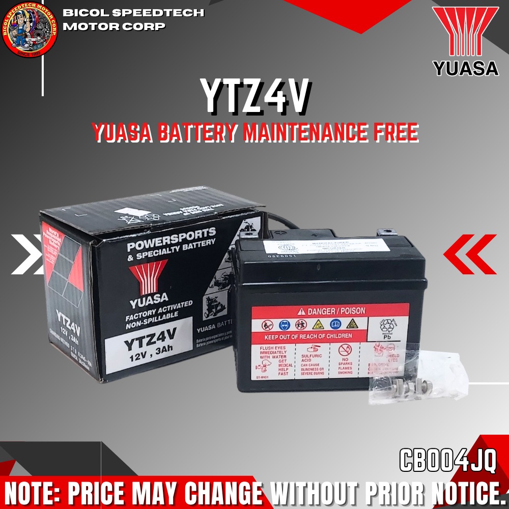 YUASA "YTZ4V" BATTERY MAINTENANCE FREE (CB004JQ) | Shopee Philippines