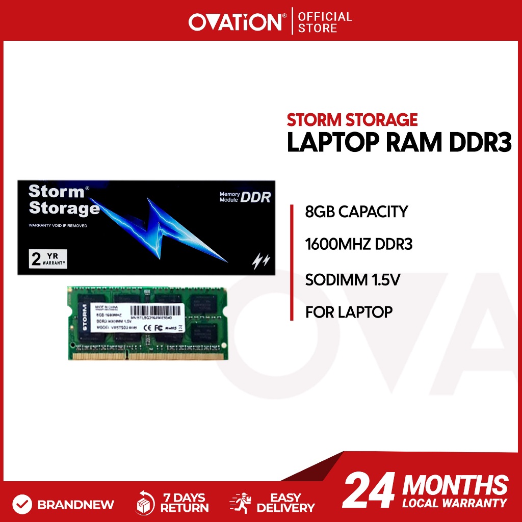 Ovation RAM DDR3 STORM SODIMM 1600MHz without Heat Sink Memory For ...
