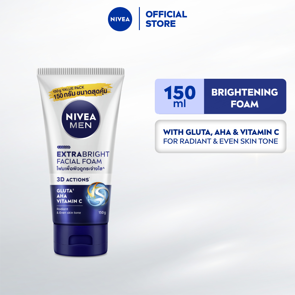 NIVEA MEN Facial Wash Extra Bright 10x Effect Foam, skin care for men ...