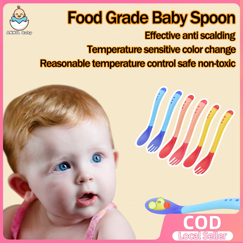 ANNIL Baby Silicone Spoon Temperature Heat Sensing Thermal Feeding 3 ...