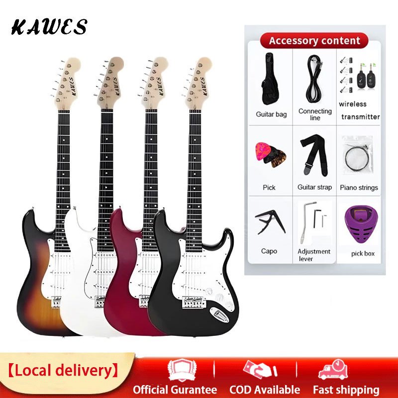 KAWES Electric Guitar Set with 3 Single Pickups Professional Electric ...