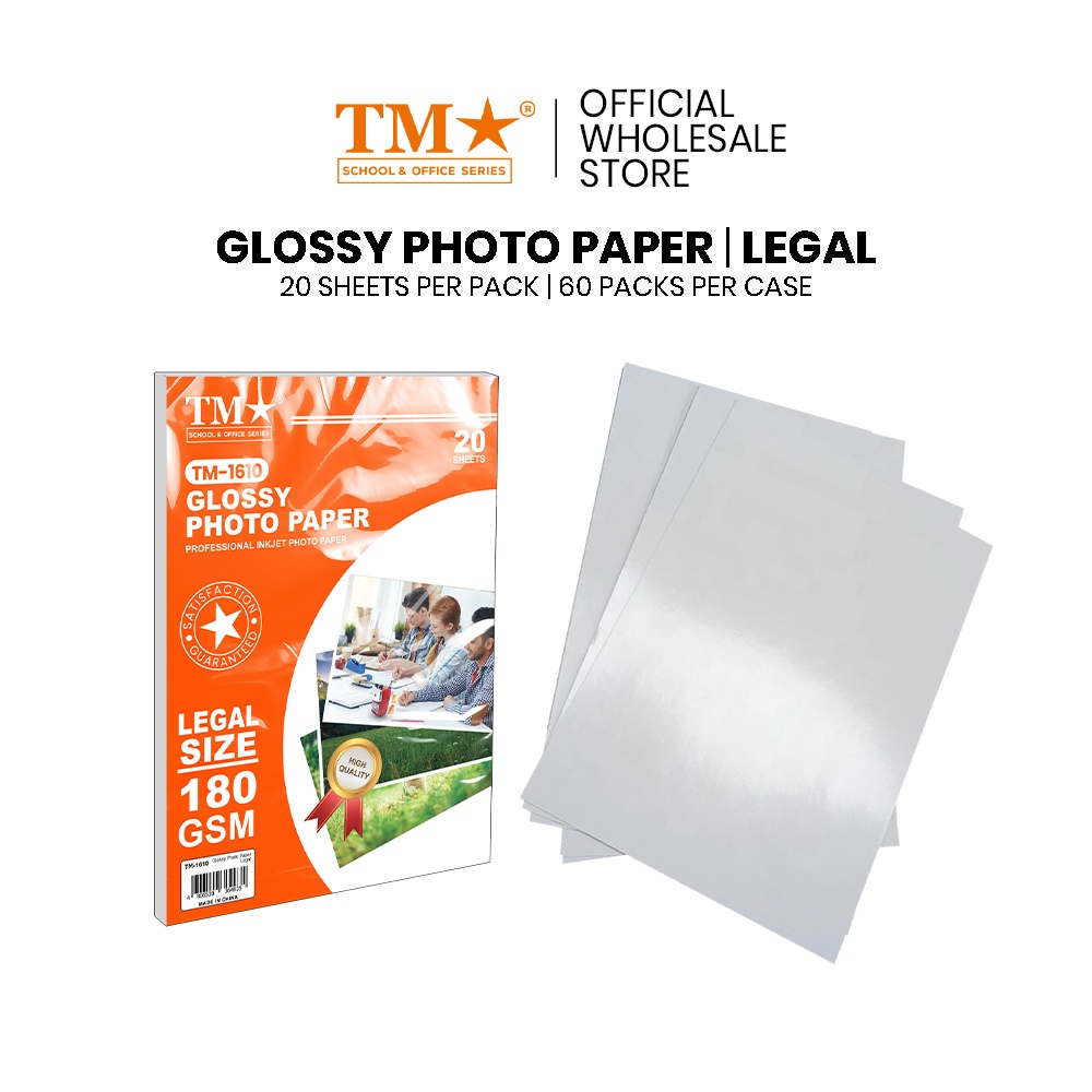TM | 60 packs Glossy Photo Paper Legal 180 GSM (TM-1610) | Shopee ...