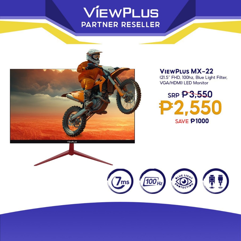 ViewPlus MX-22 LED Monitor (21.5'' FHD, 100hz, Blue Light Filter, VGA/HDMI) | Shopee Philippines