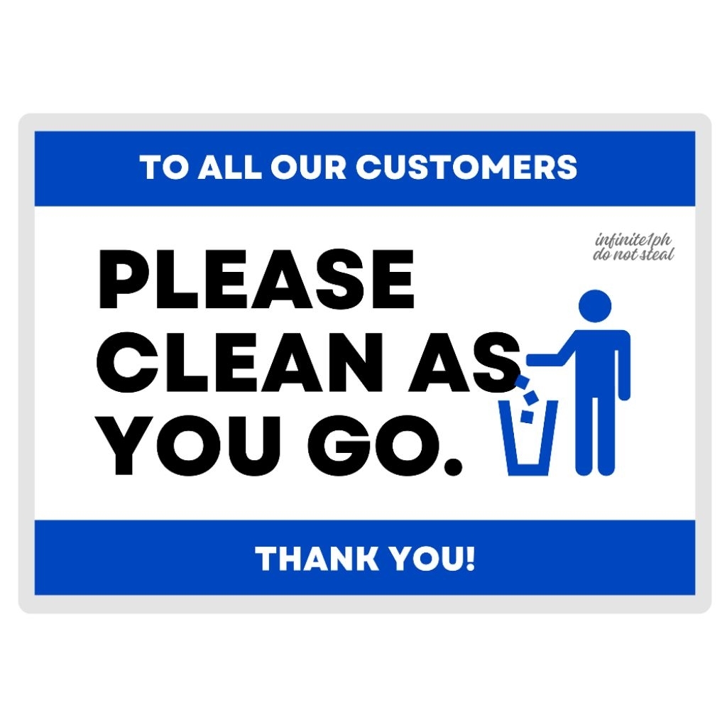Clean As You Go Laminated Outdoor Signage A4 Size | Shopee Philippines