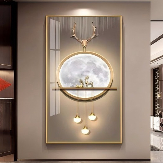 Modern home wall decor painting porch mural with metal frame living ...