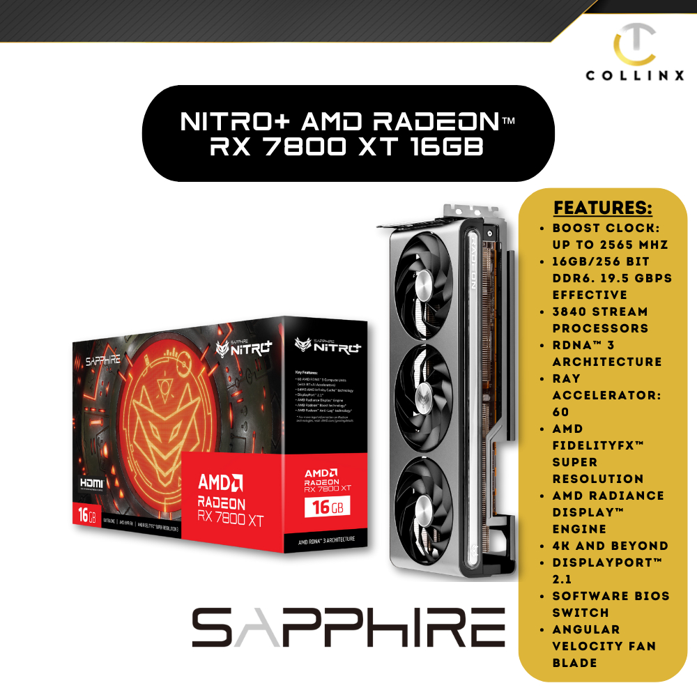 Sapphire NITRO+ AMD Radeon™ RX 7800 XT GDDR6 16GB Graphics Card | Boost ...