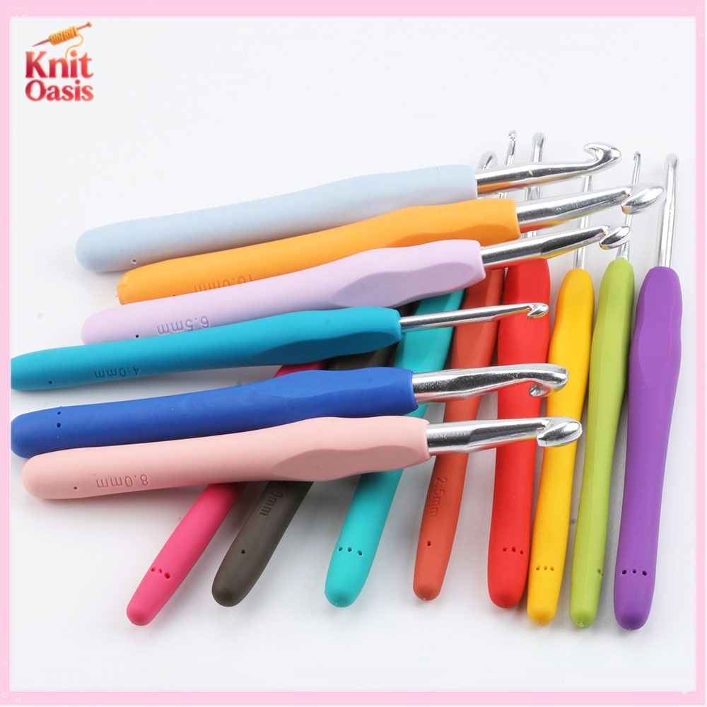 Hand Woven Aluminum Crochet Hook 2.0mm-10.0mm High End Solid Silicone ...