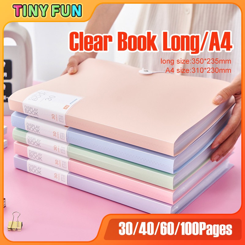Long/A4 Clear Book Folder File Paper Organizer Document Presentation ...