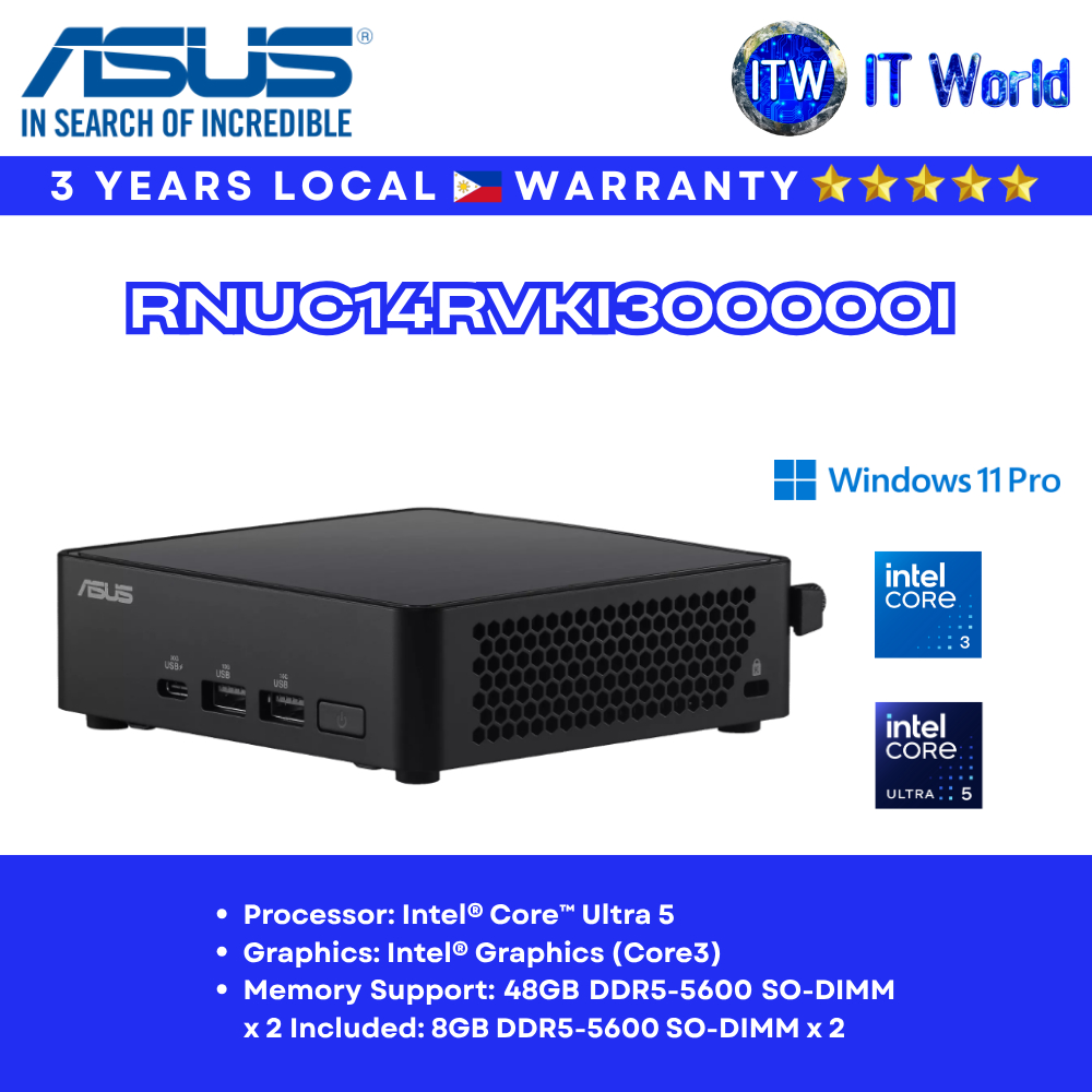 ASUS Intel NUC 14 Pro Mini PC i3-N305 / Windows 11 Pro / Triple 4K ...