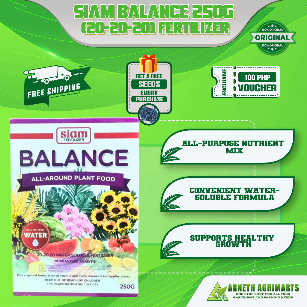 ARNETH SIAM BALANCE ALL PURPOSE FERTILIZER WATER SOLUBLE PLANT FOOD (20 ...