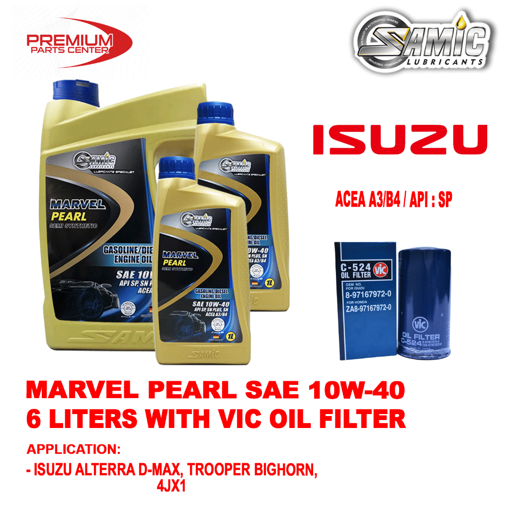 SAMIC MARVEL PEARL 10W40 6 Liters ISUZU ALTERRA D-MAX TROOPER BIGHORN ...