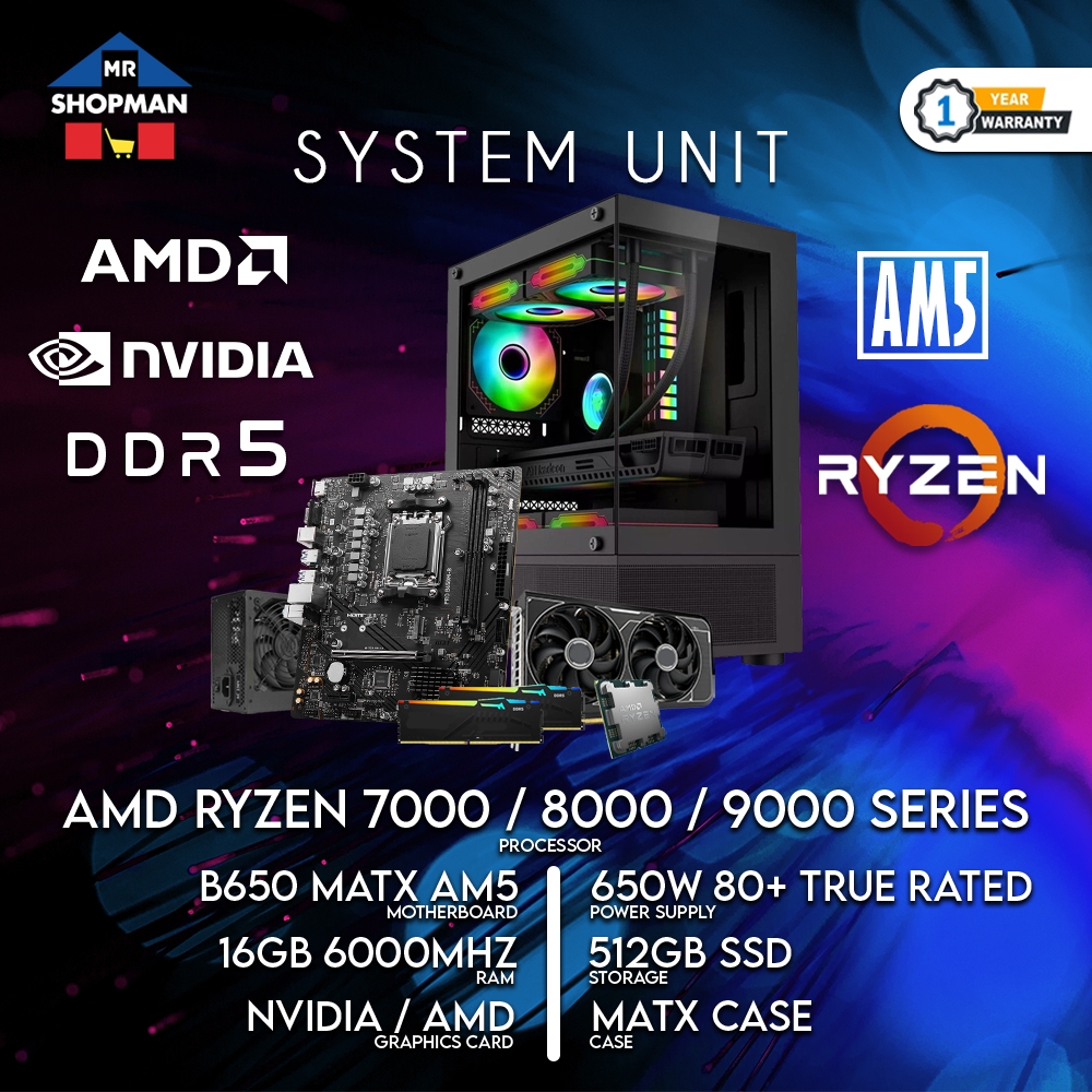 AMD PC BUILD Ryzen 7500F / 7600X / 8400F / 9600X DDR5 w/ RX6600 ...