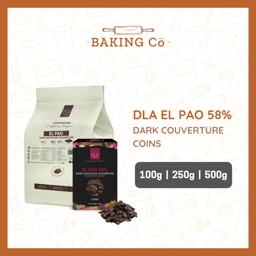 DLA El Pao 58% Dark Chocolate Couverture Callets - 100g | 250g | 500g ...