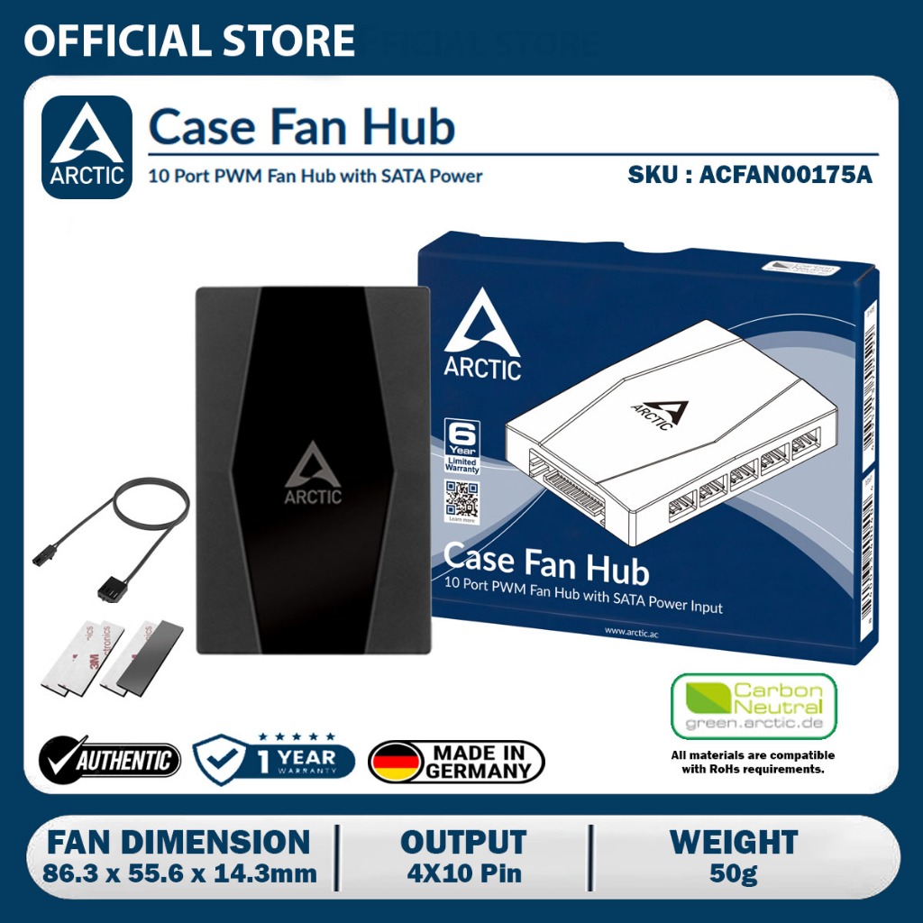 Arctic Case Fan Hub 10 Port PWM Fan Hub with SATA Power | Shopee ...