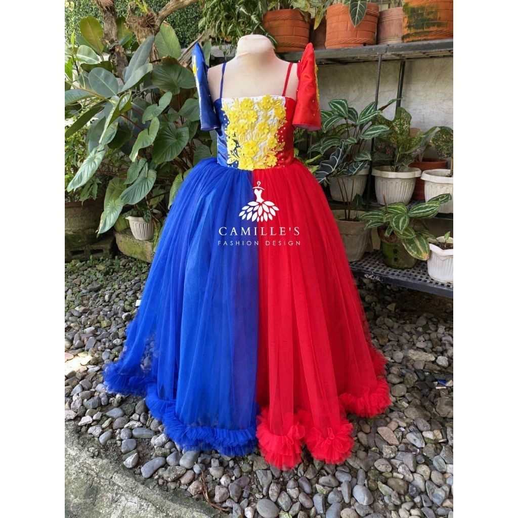 Filipiñana Gown costume kids representing Philippine Flag, pageant ...