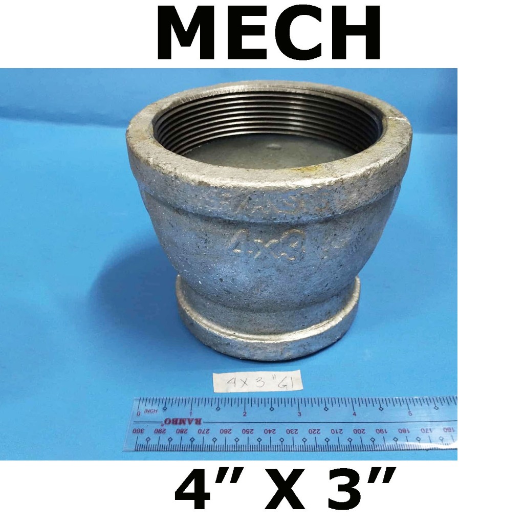 MECH GI BELL REDUCER 4" X 3" SCH40 STANDARD GALVANIZED IRON === 4" X 3 ...