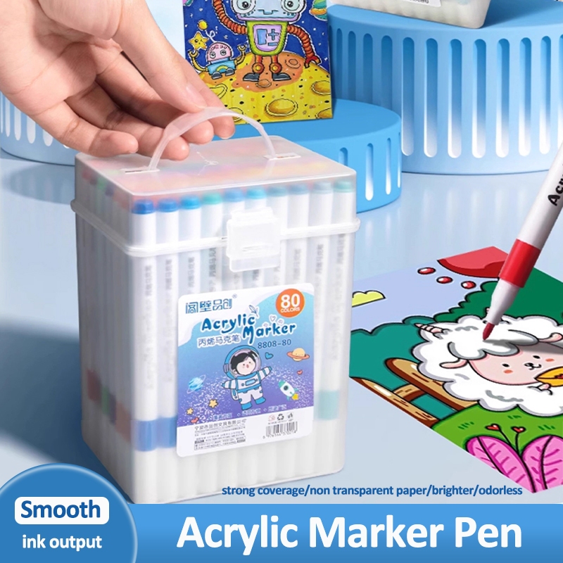 Free box Acrylic Marker Set Washable Highlighter Art Paint Pens 24 to ...