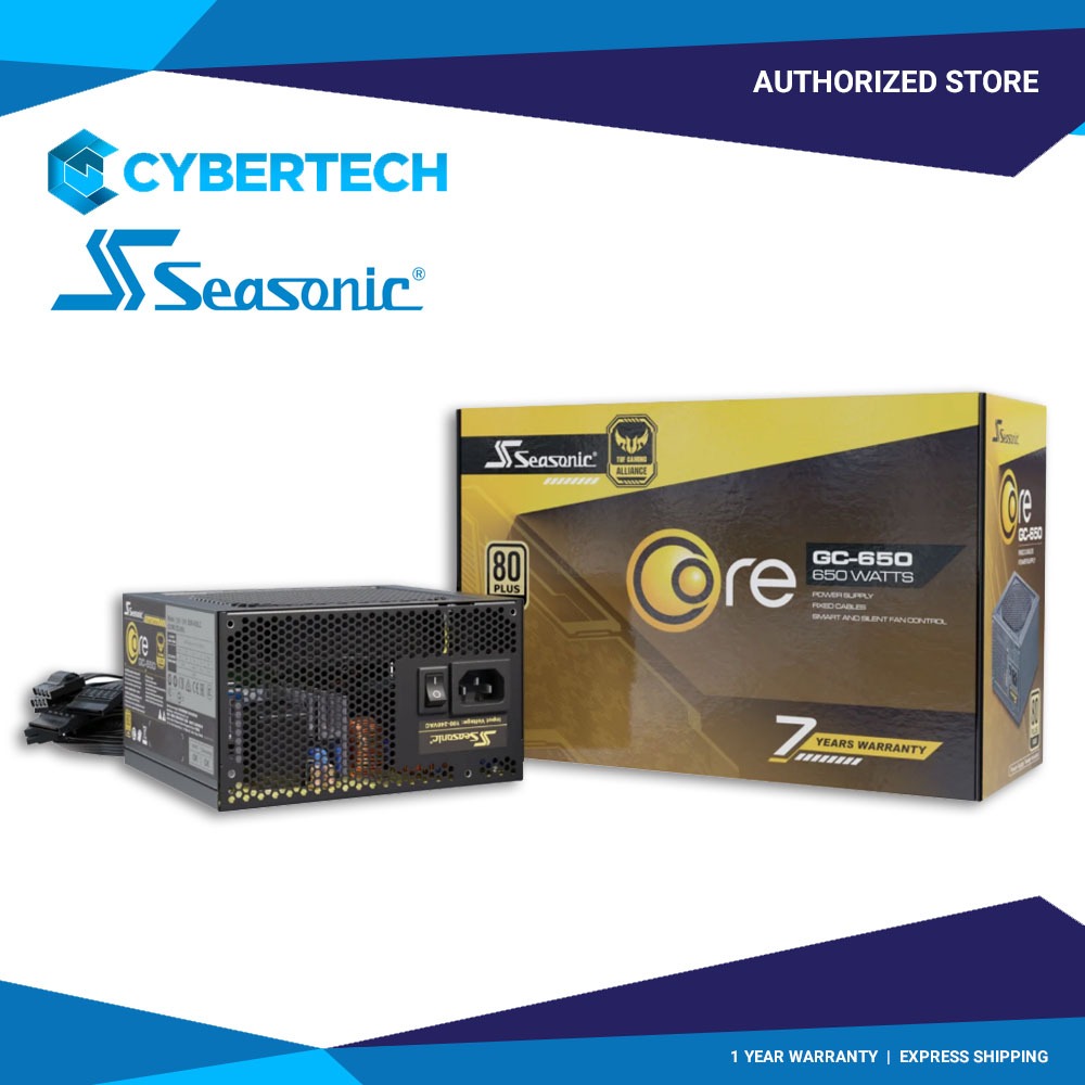 Seasonic Core GC Series GC-500 GC-550 GC-650 80 Plus Gold Fixed Cable ...