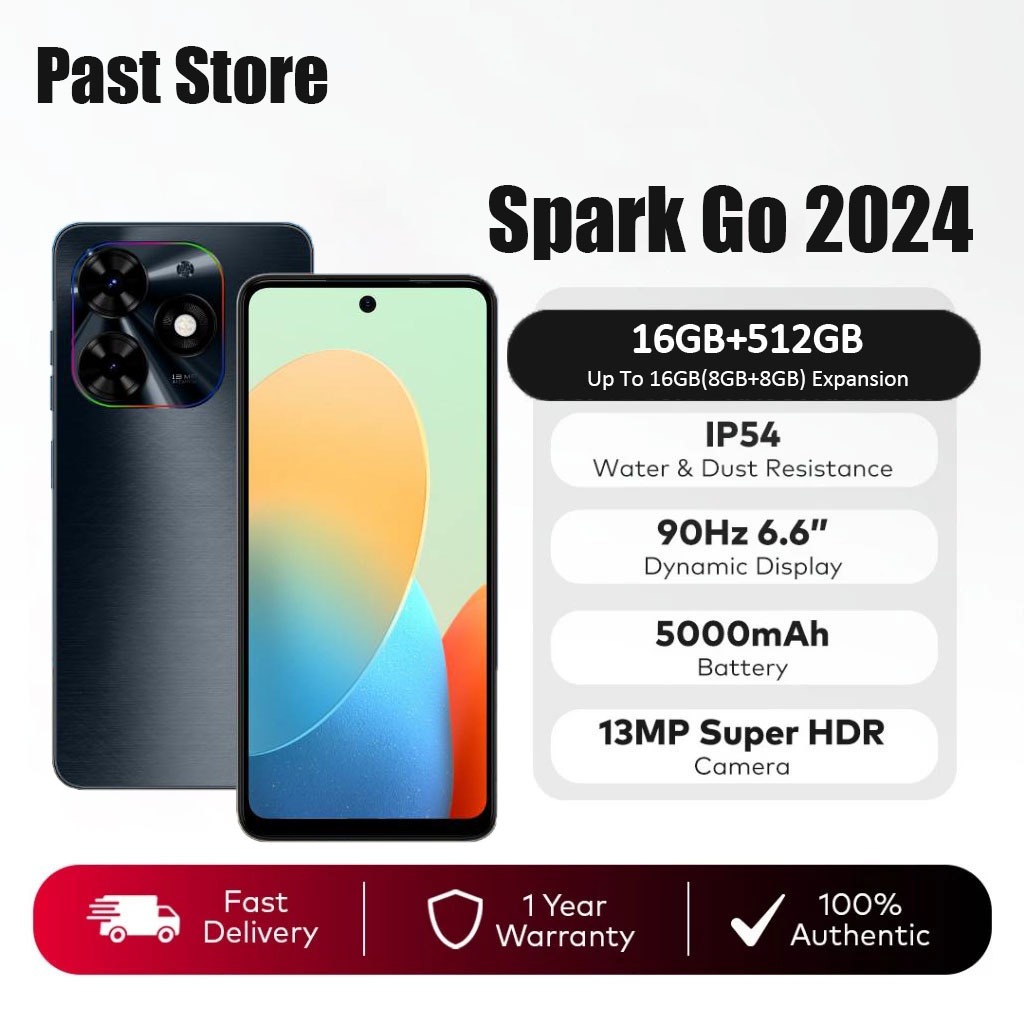 New Spark Go 2024 16GB+512GB Dual Camera 90Hz HD Display Cellphone 5G ...