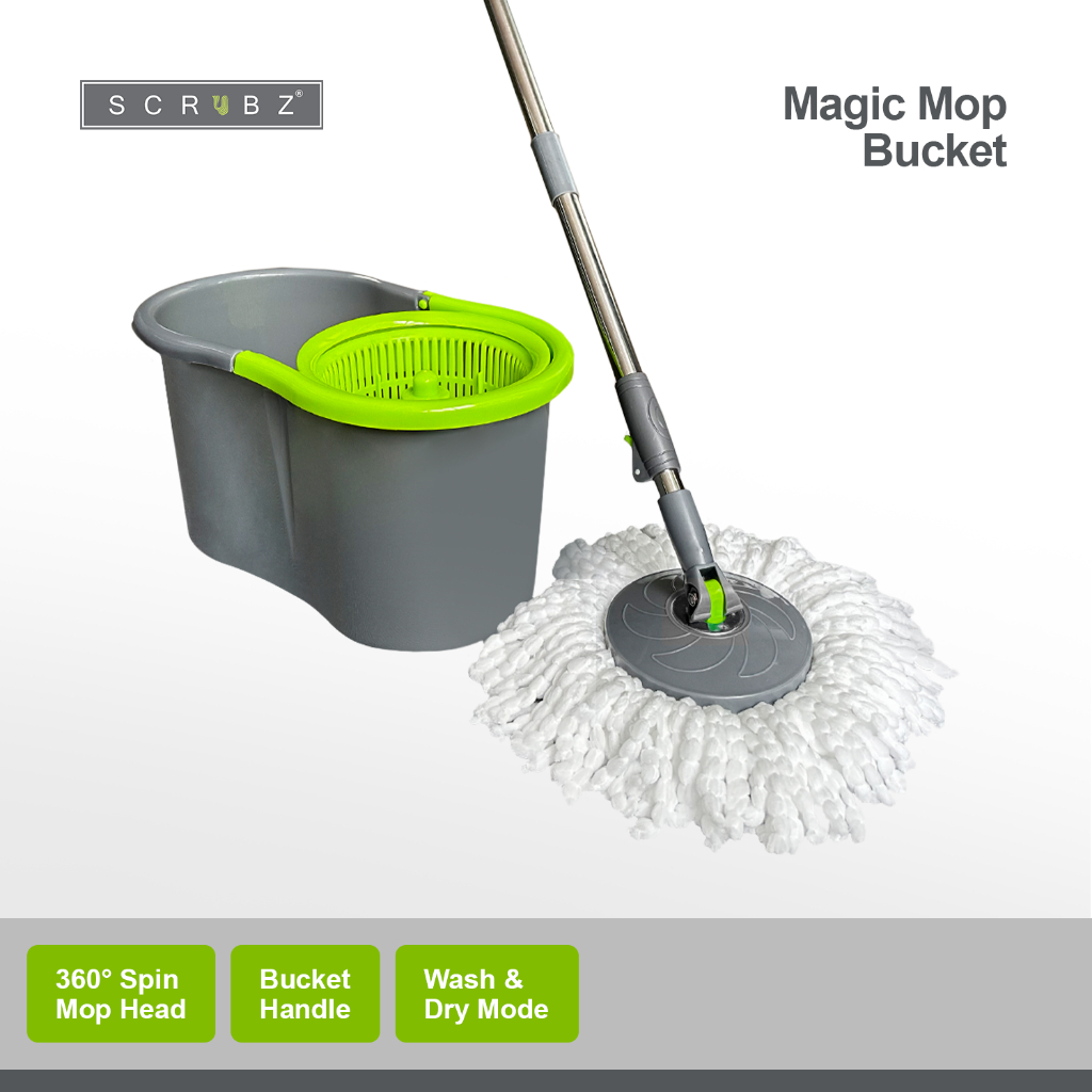 SCRUBZ Premium Microfiber Spin Mop Magic Mop Floor Cleaning Mop with ...