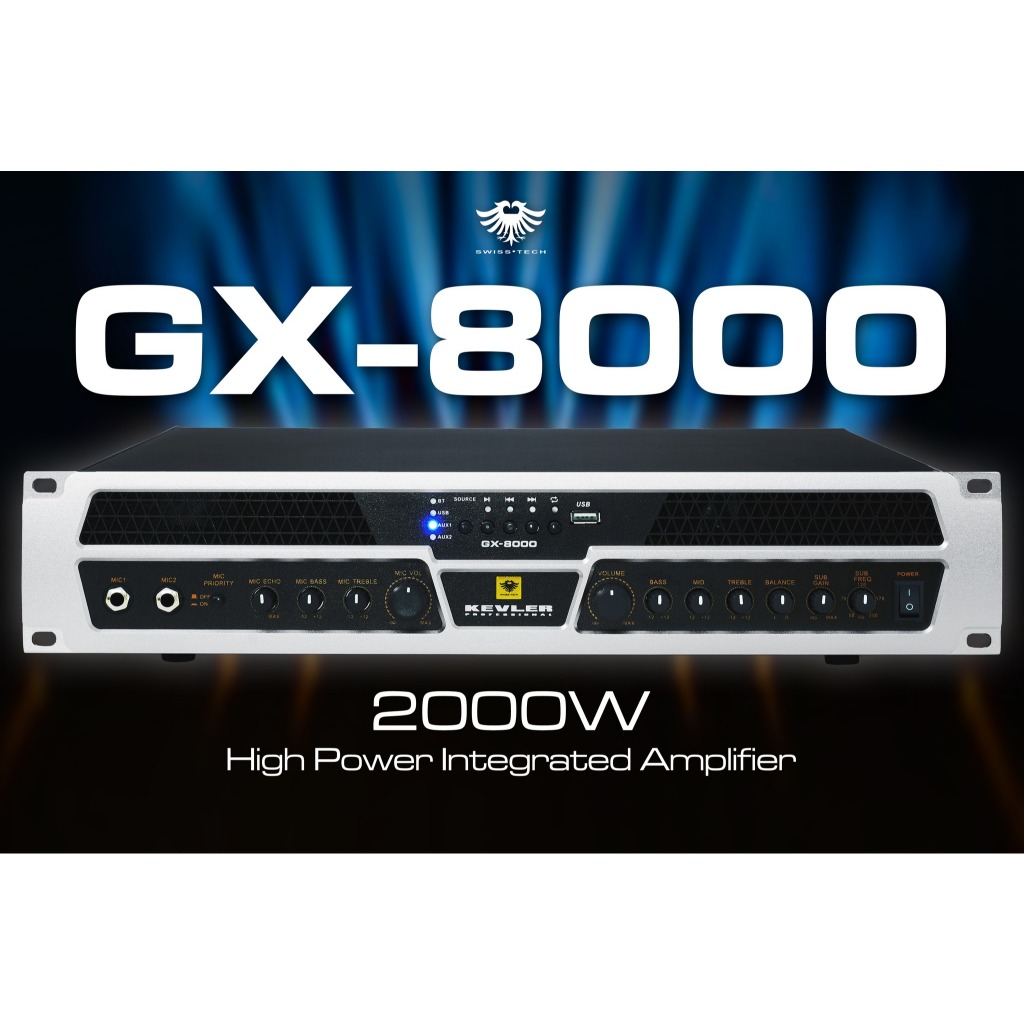New Kevler GX-8000 High Power Integrated Amplifier 2000W with Subwoofer Out and Adjustable ...