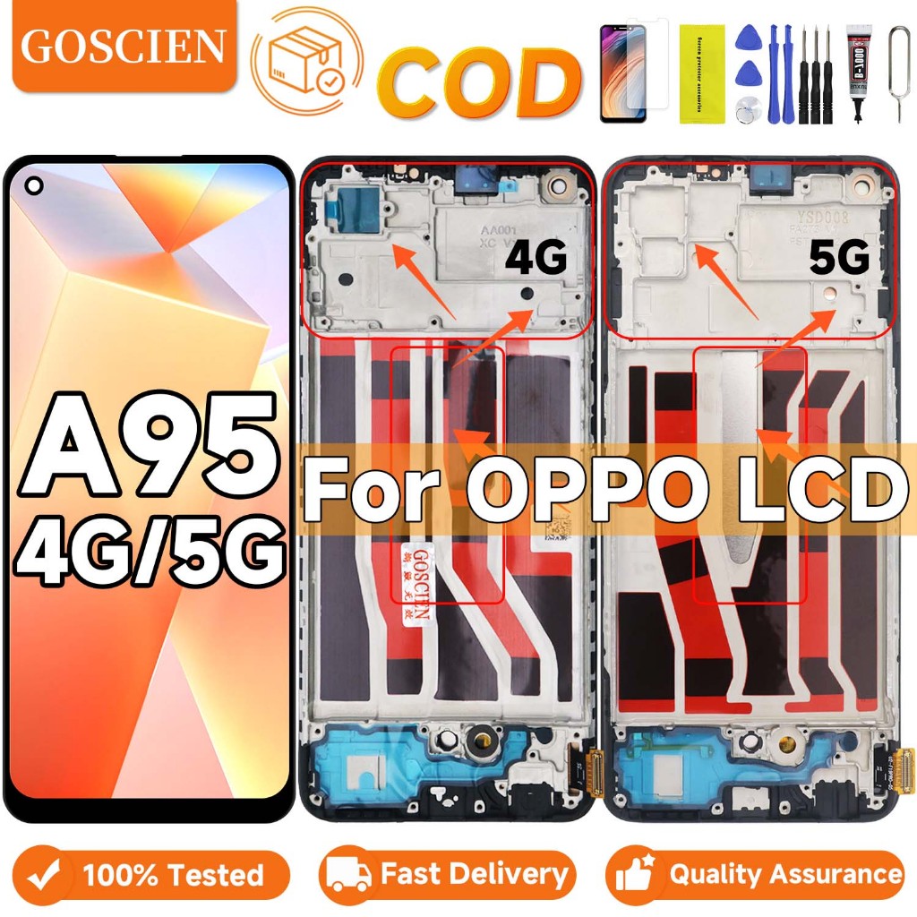 For OPPO A95 CPH2365 LCD PELM00 Display Touch Screen Digitizer Assembly A95 4G 5G Replacement ...