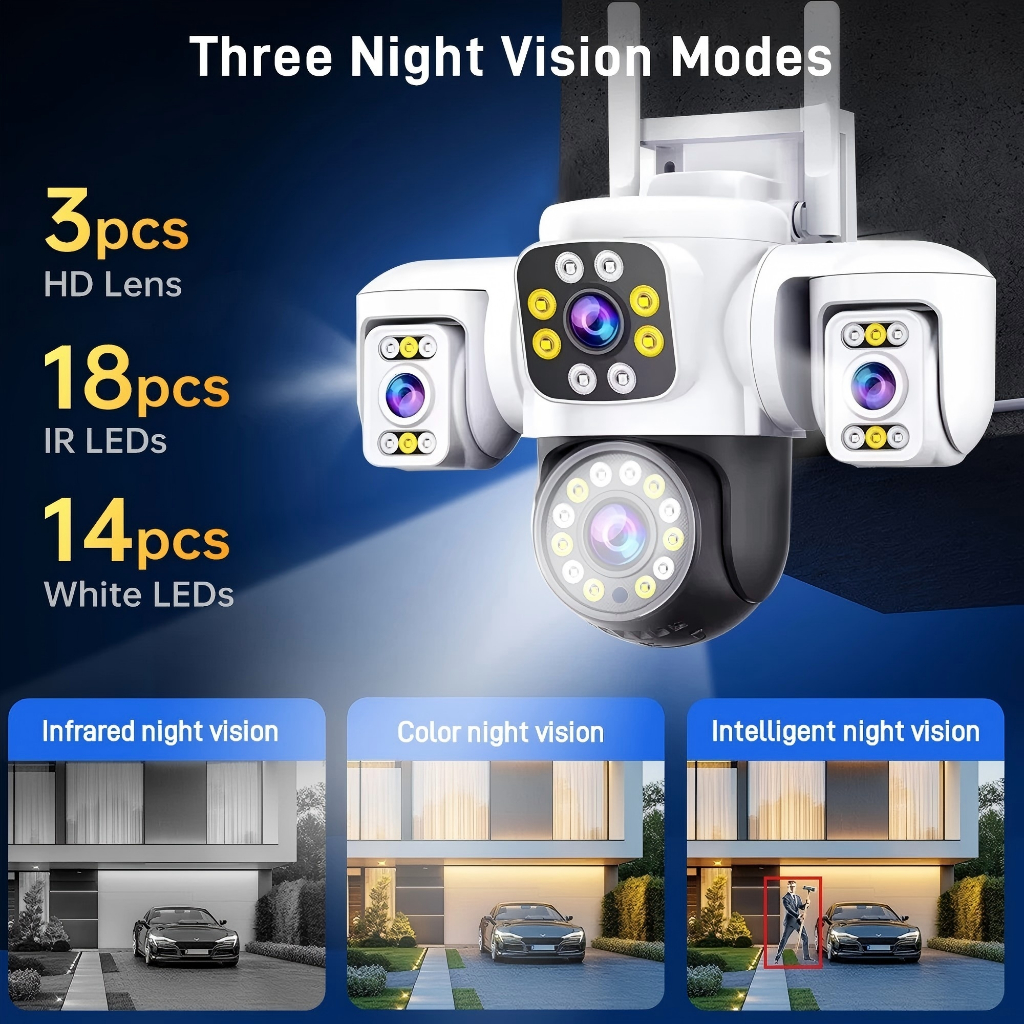 YOOSEE Y40 Three lens CCTV Camera 6MP Outdoor Waterproof Bidirectional Audio Non Night Vision ...