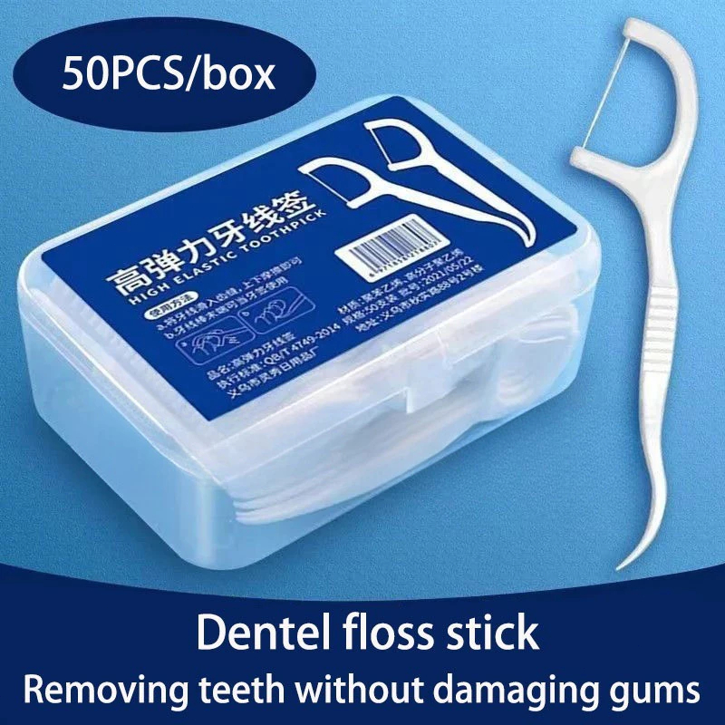 50Pcs/Box Teeth Toothpicks Stick Dental Flosser Picks Tooth Clean Oral ...