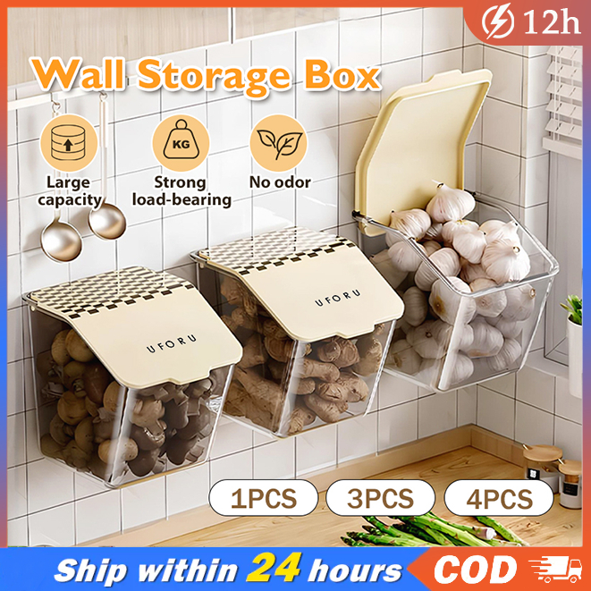 Kitchen Organizer Wall Mounted with Lid Ginger Onion and Garlic ...