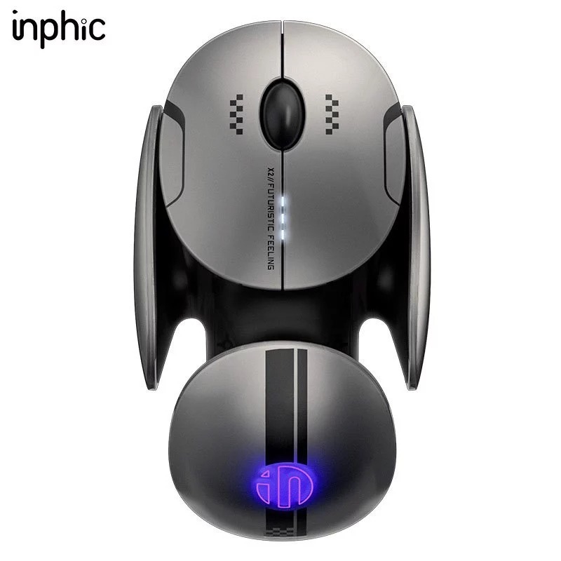 Inphic X2 Tri-Mode Mouse Wireless Rechargeable 2400dpi Silent RGB Ergonomic Metal Mouse For ...