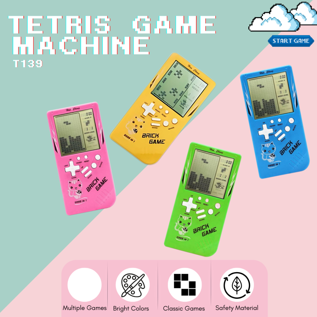 T139 Big Screen LCD Classic Handheld Game Machine Brick Game for Kids - Tetris Game Machine with ...