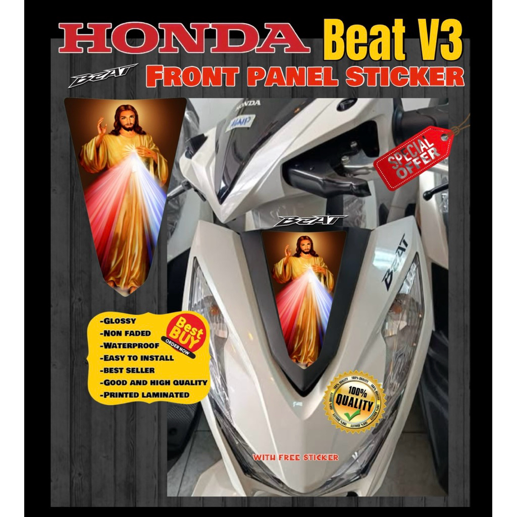HONDA BEAT V3 VERSION 3 TEAM JESUS mid cut FRONT PANEL COVER STICKER ...