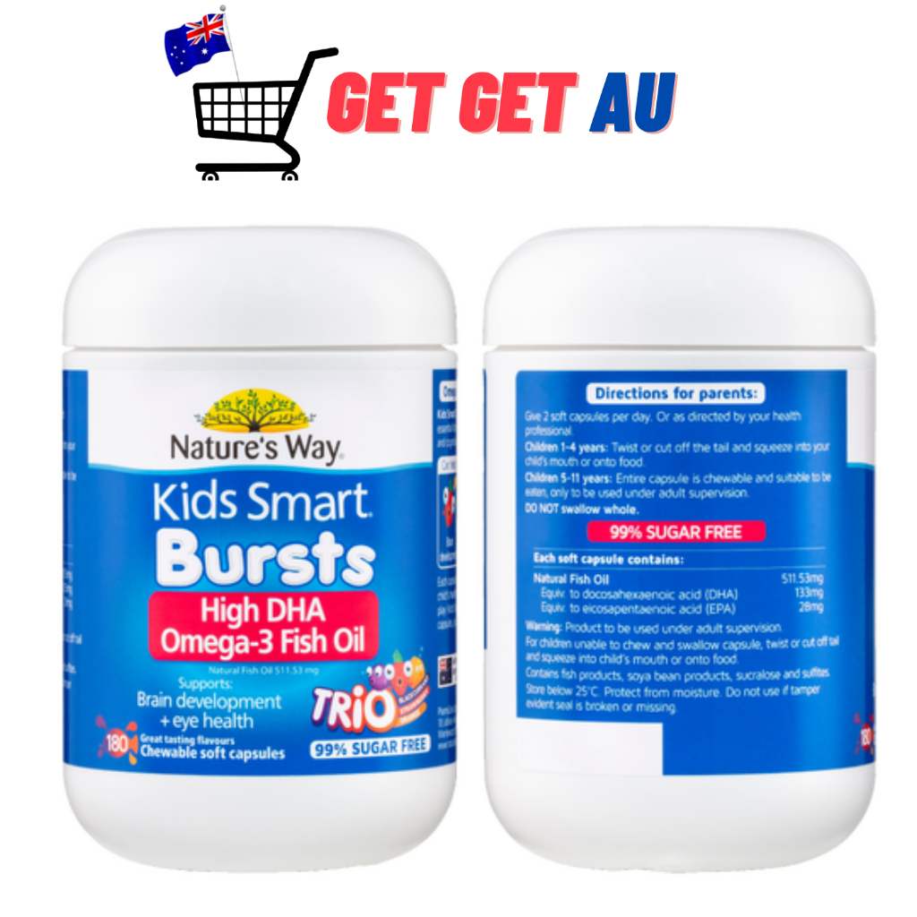 Nature's Way Kids Omega-3 Fish Oil Smart Trio 60 Chewable Soft Capsules ...