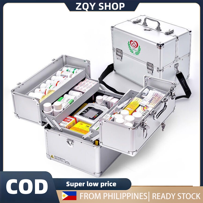 3 Layer Thickened Home Medicine Box Aluminum Alloy Medical First Aid ...