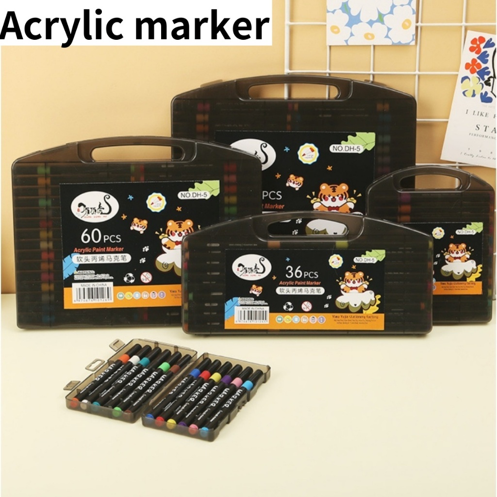 Acrylic Marker Highlighter Soft Head Painting Waterproof Art Pen Set ...