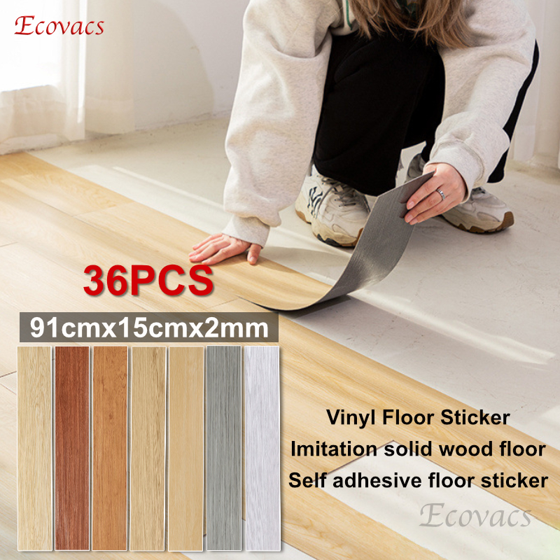 36PCS Vinyl Tile Floor Sticker 91x15CM Waterproof Self Adhesive Dirt ...
