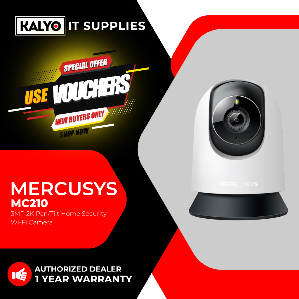 Mercusys MC210 3MP 2K Pan/Tilt Home Indoor Security Wi-Fi Camera ...