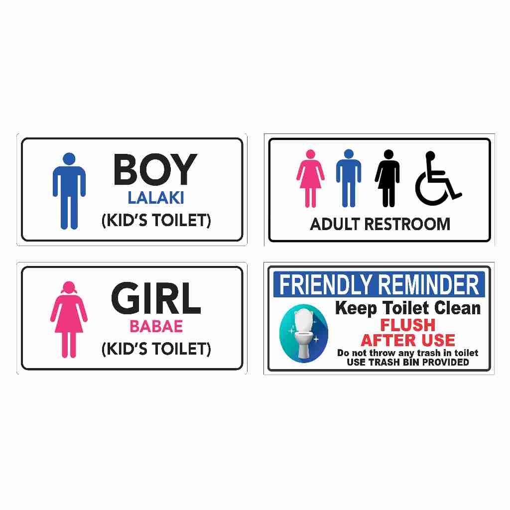 SIGNAGE - BOY LALAKE - GIRL BABAE TOILET - ADULT RESTROOM - PVC PLASTIC ...